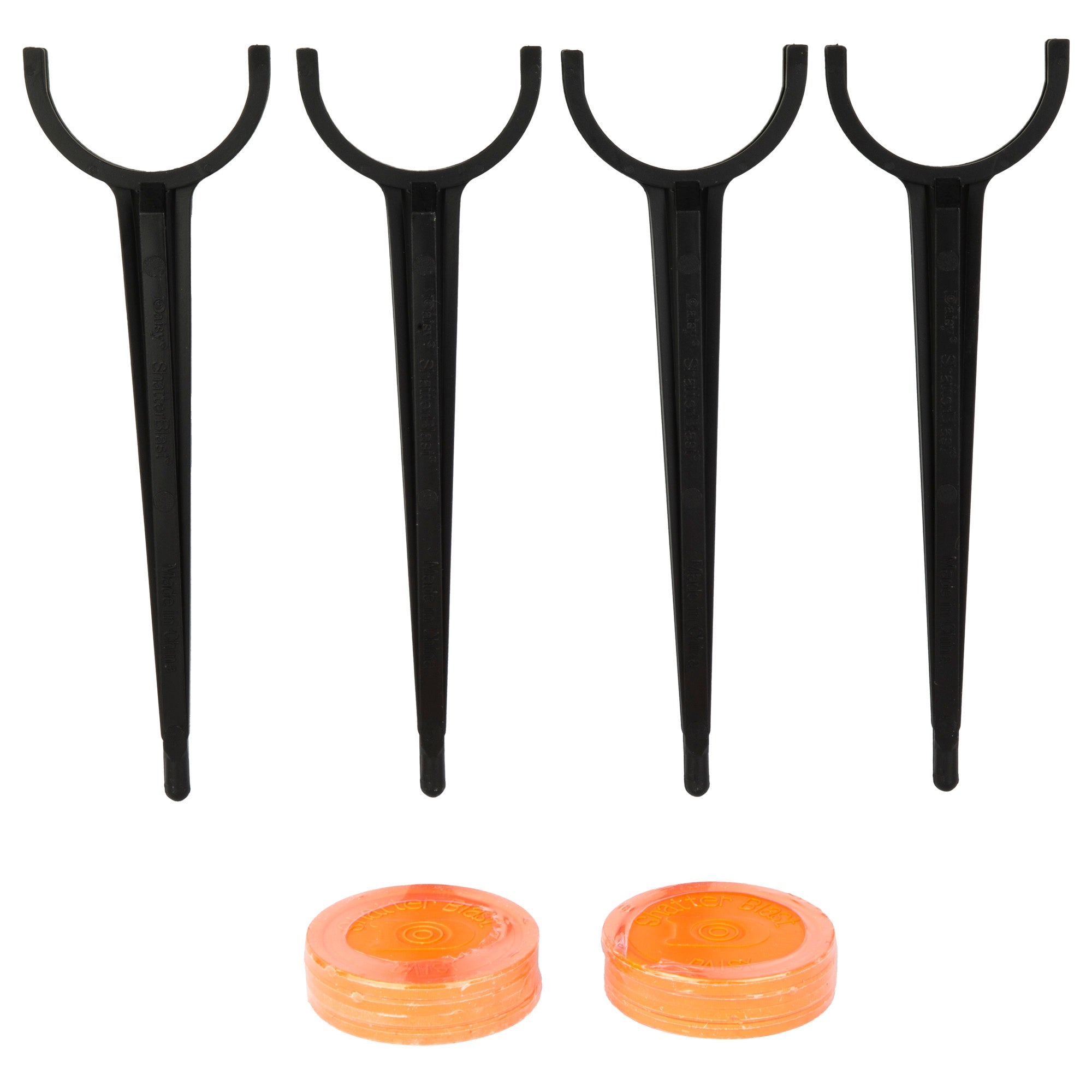 Daisy ShatterBlast Clay Targets with Target Stakes, 2-inch breakable d ...