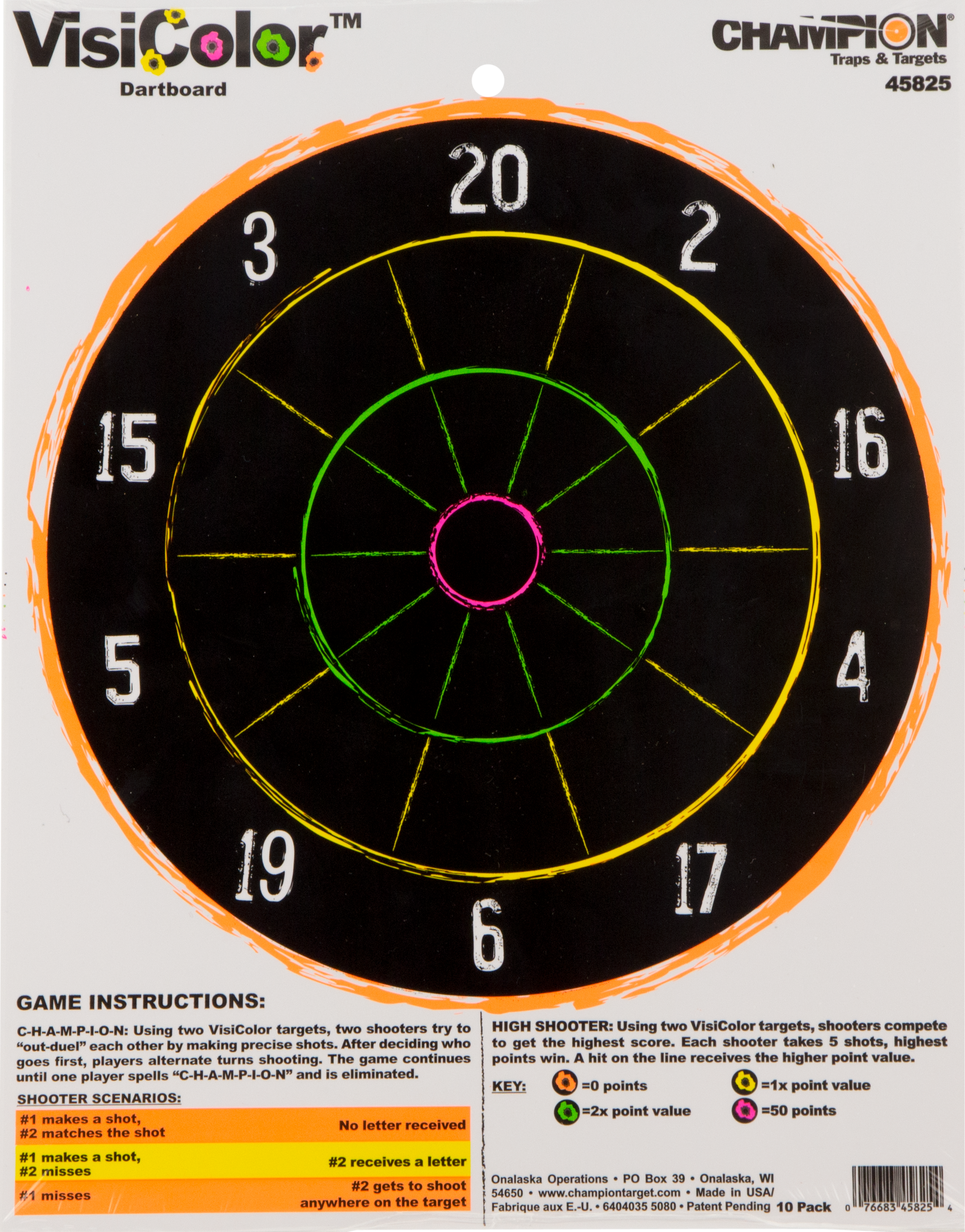 Champion Targets VisiColor Dartboard High-Visibility Paper Targets, 11 ...