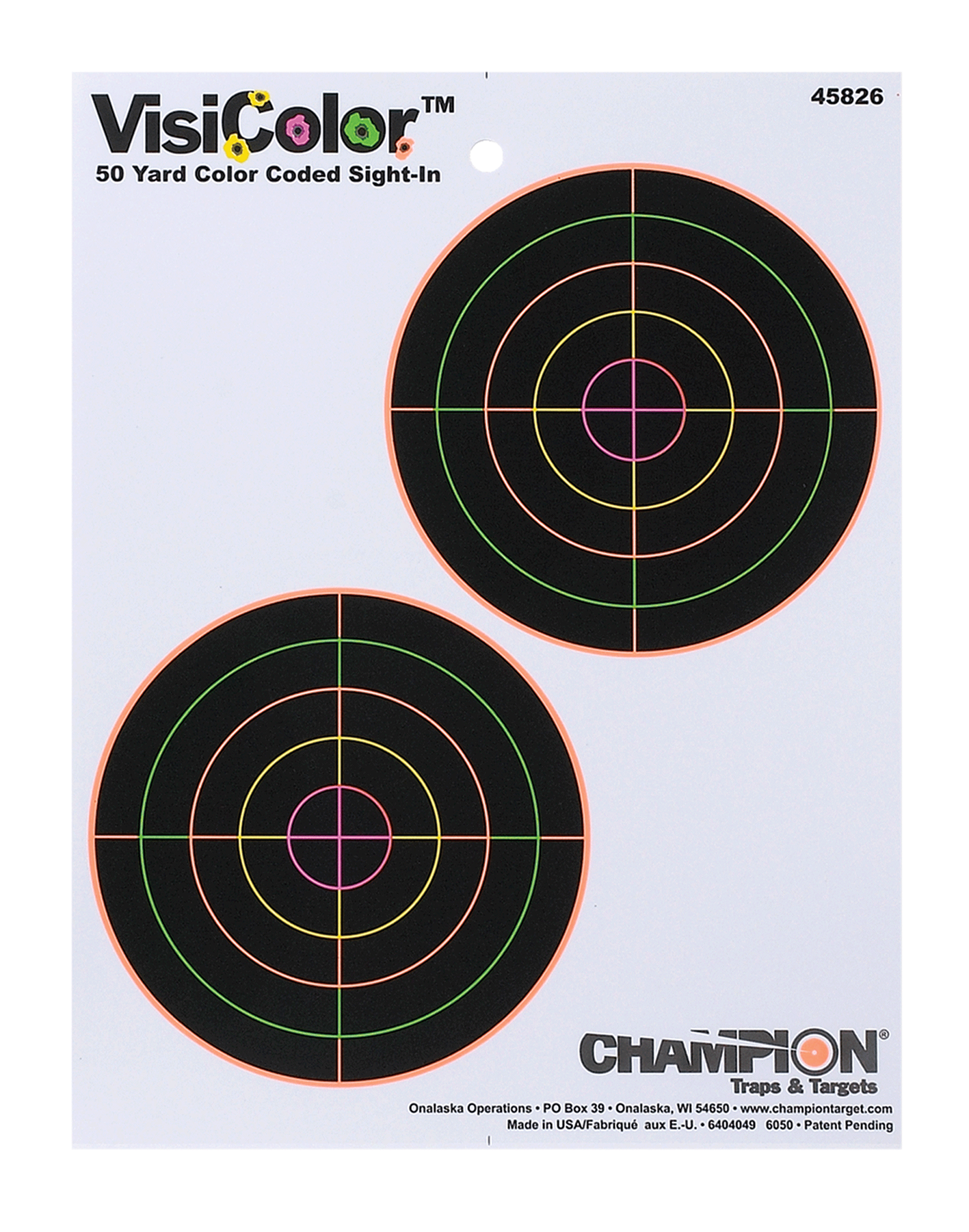 Champion Targets VisiColor Double Bullseye Paper Shooting Targets, 5 i ...