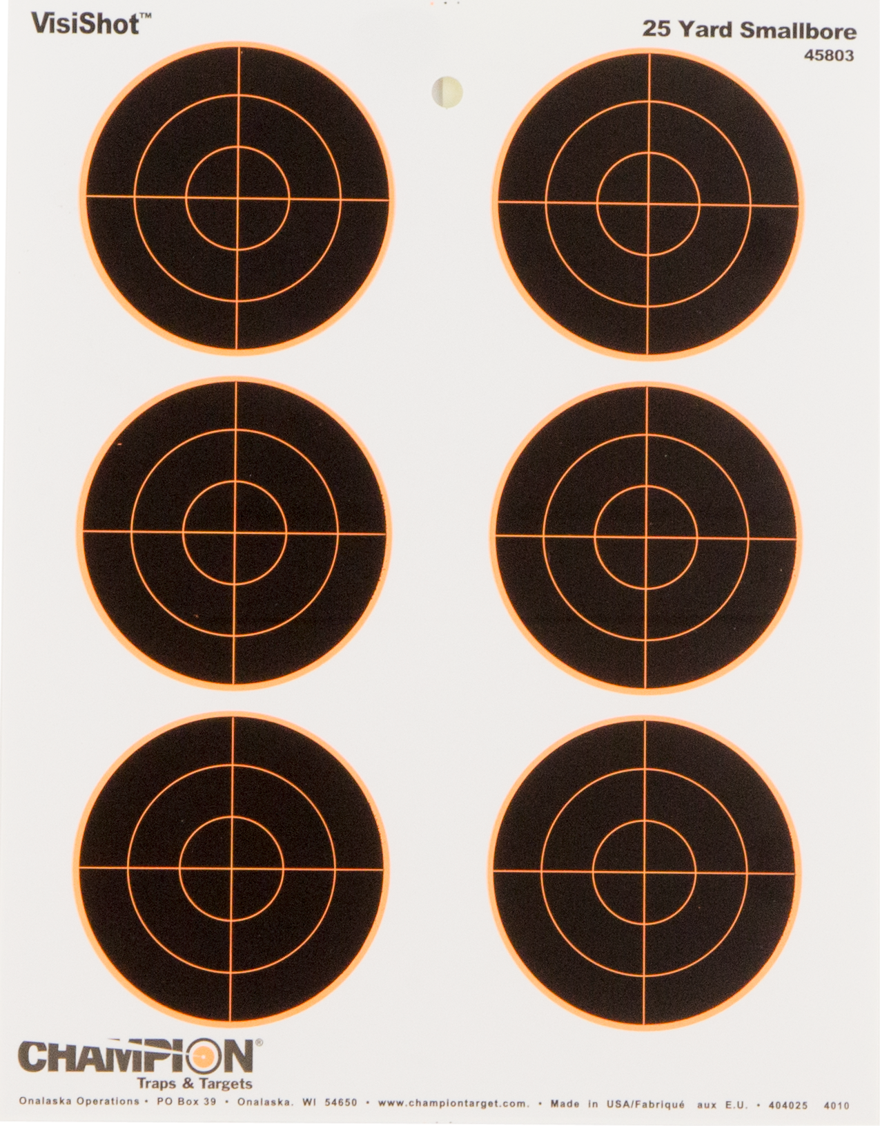 Champion Targets VisiShot Bullseye Paper Targets, 25-Yard Smallbore, 8 ...