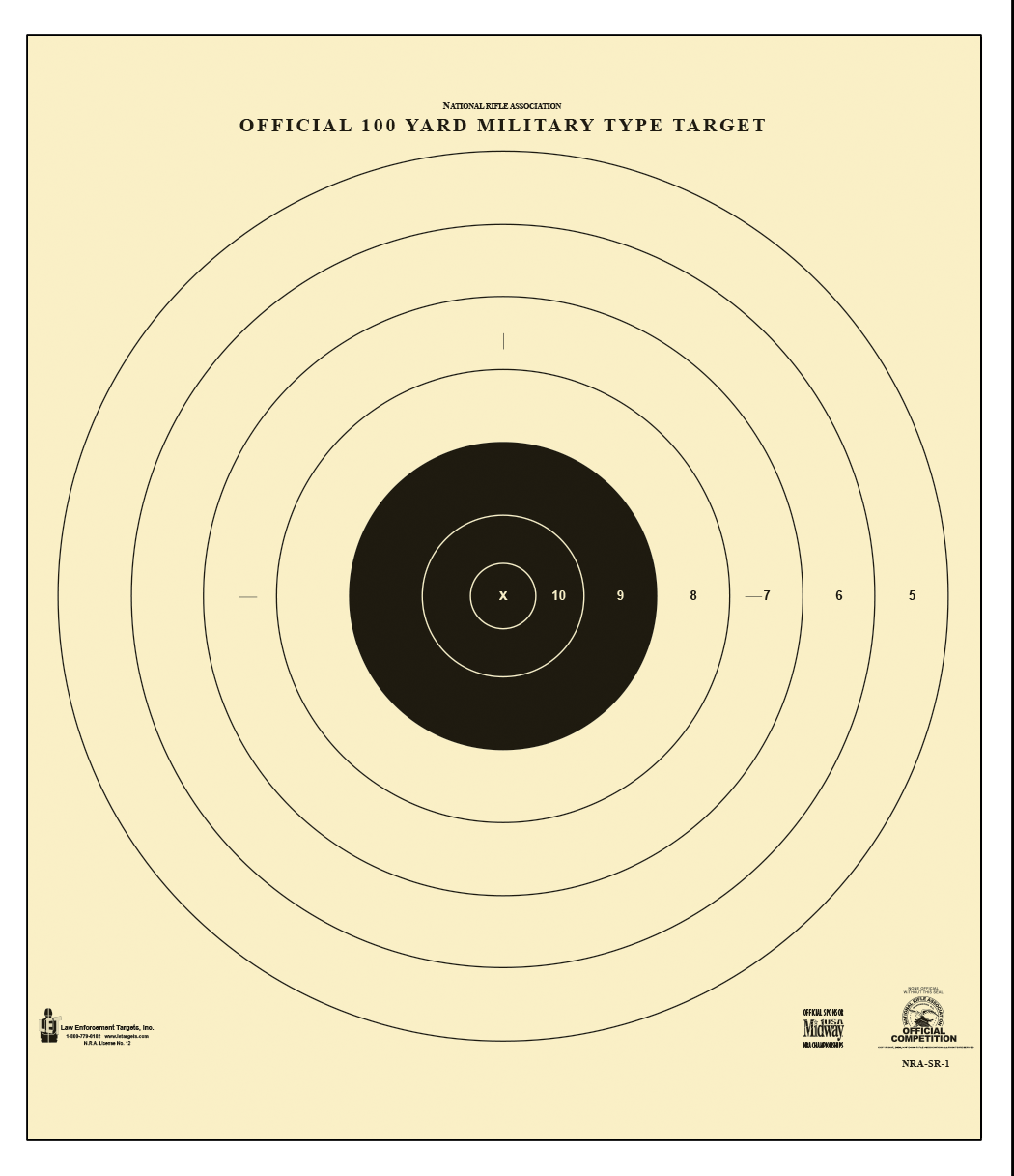 ACTION TARGET INC SR-1 100-Yard Military Bullseye Hanging Tagboard Tar ...