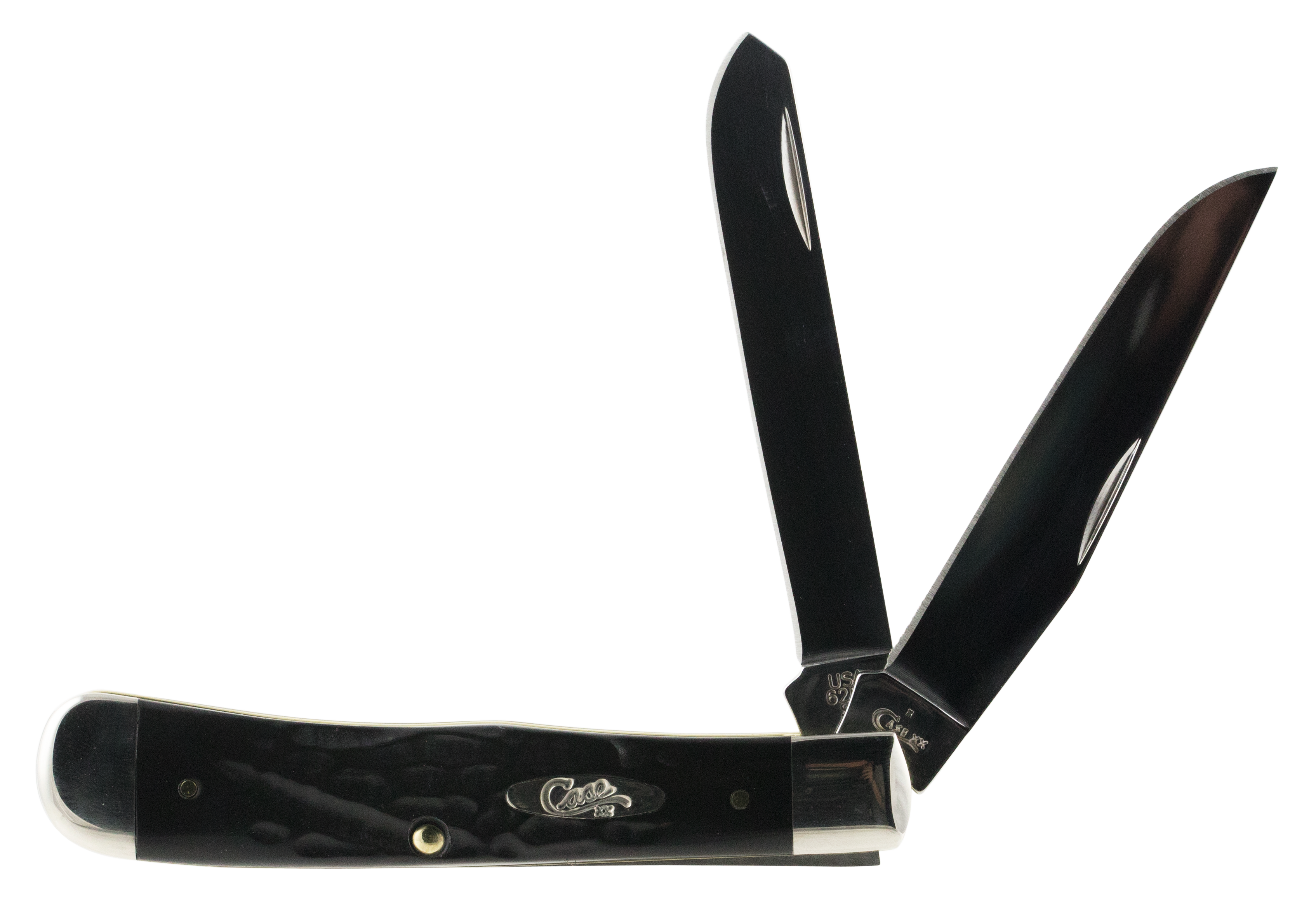 Case Trapper Folding Knife – Rough Black Jigged Synthetic, Mirror-Poli ...