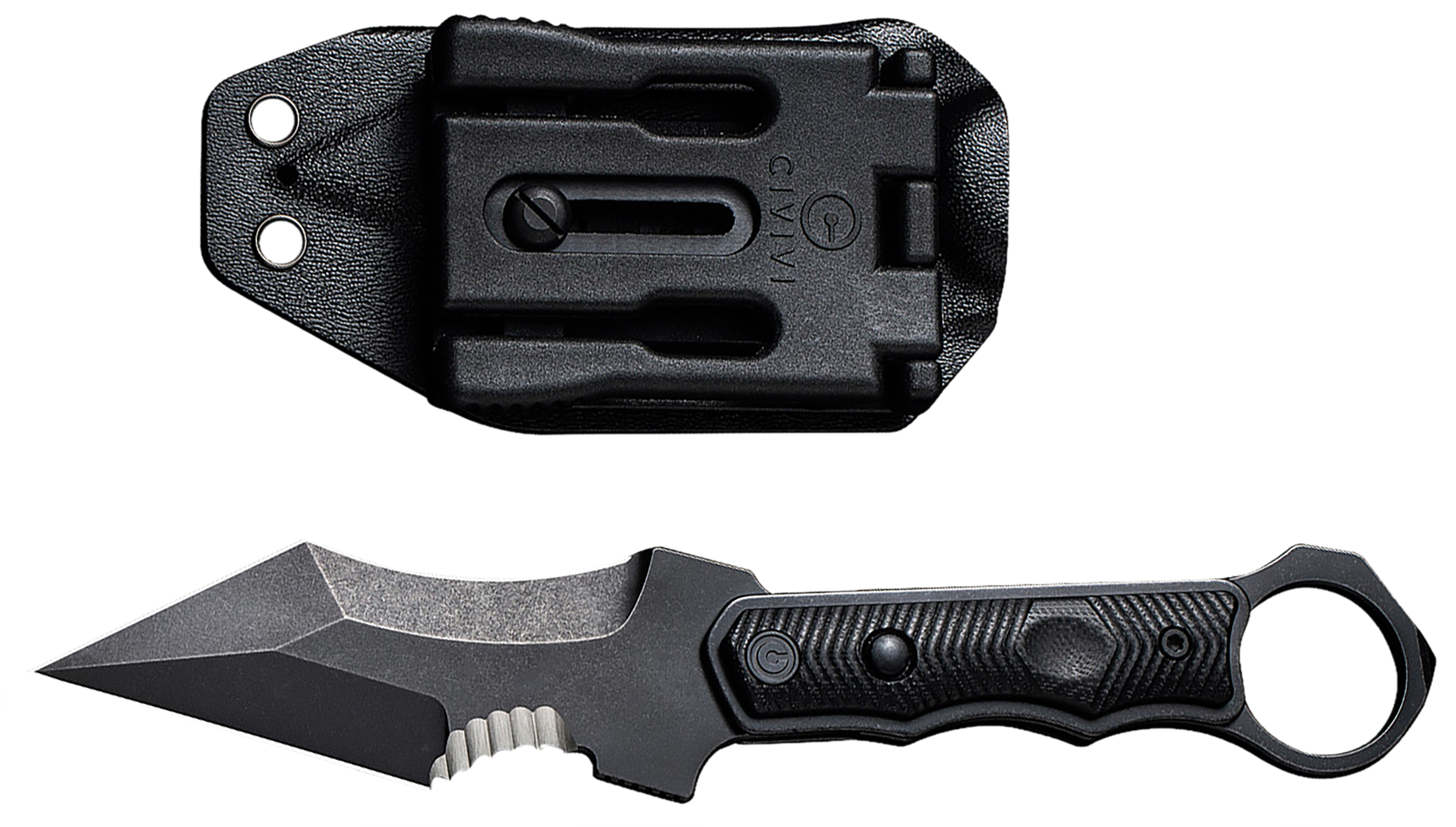 Civivi Knives Orthrus Fixed Blade Knife, Nitro-V Dual-Position Karambi ...