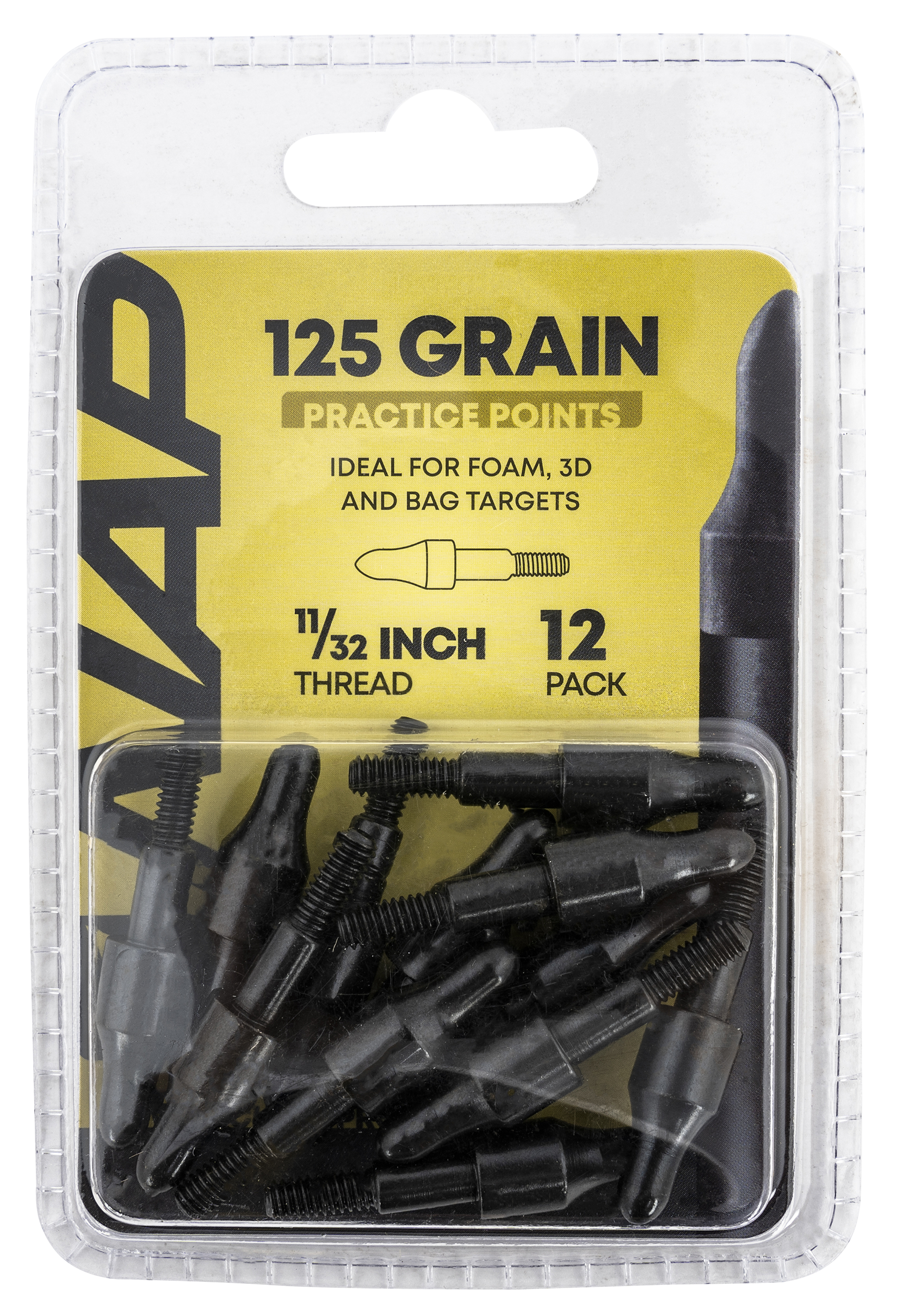 NAP 3D Practice Field Tips, Steel 125 Grain, Black, 11/32" Diameter, 1 ...