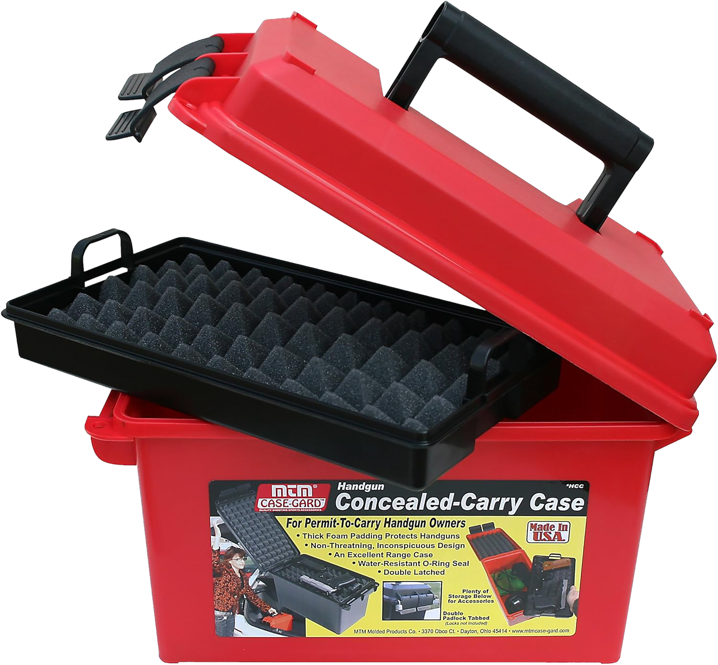 MTM Case-Gard Handgun Concealed Carry Case, Red – Double-Latched, Foam ...