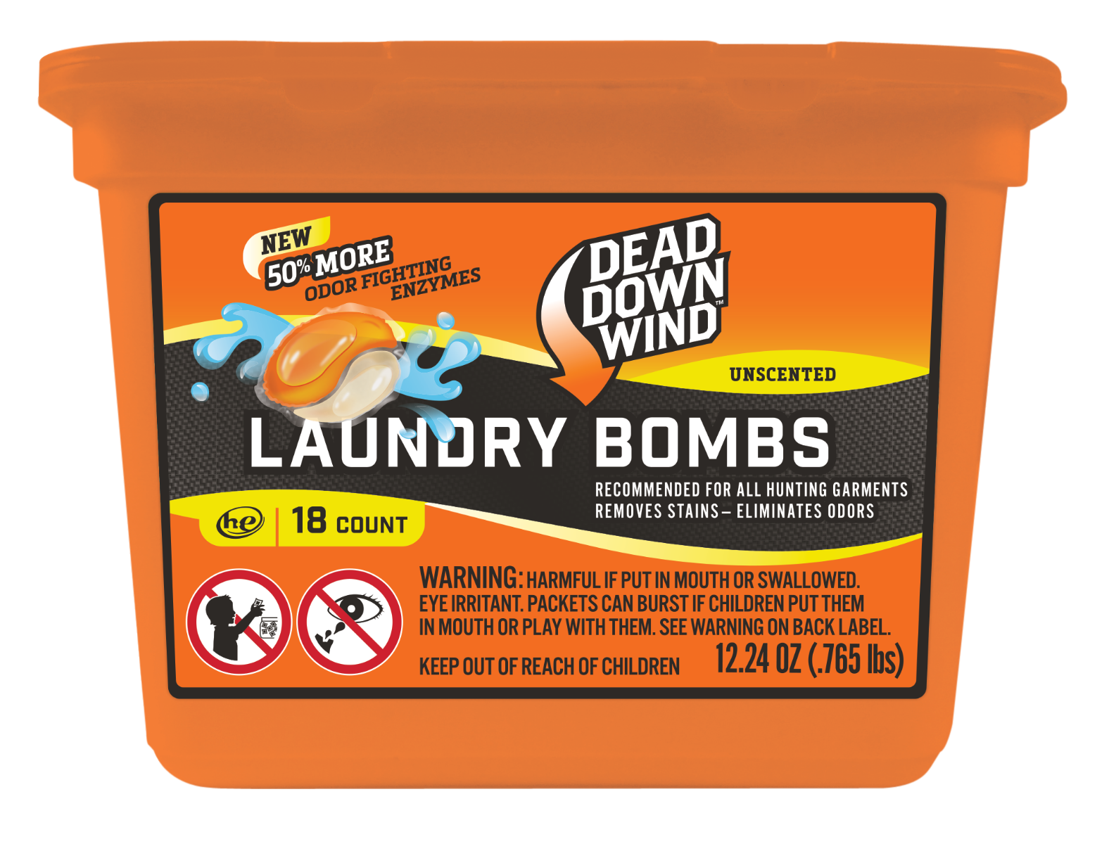 Dead Down Wind Laundry Bombs Odor Eliminator Pods, Unscented, 18 Count ...