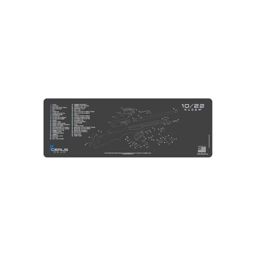 Cerus Gear Ruger 10/22 Rifle Schematic Cleaning Mat, 12 x 36, Charcoal ...