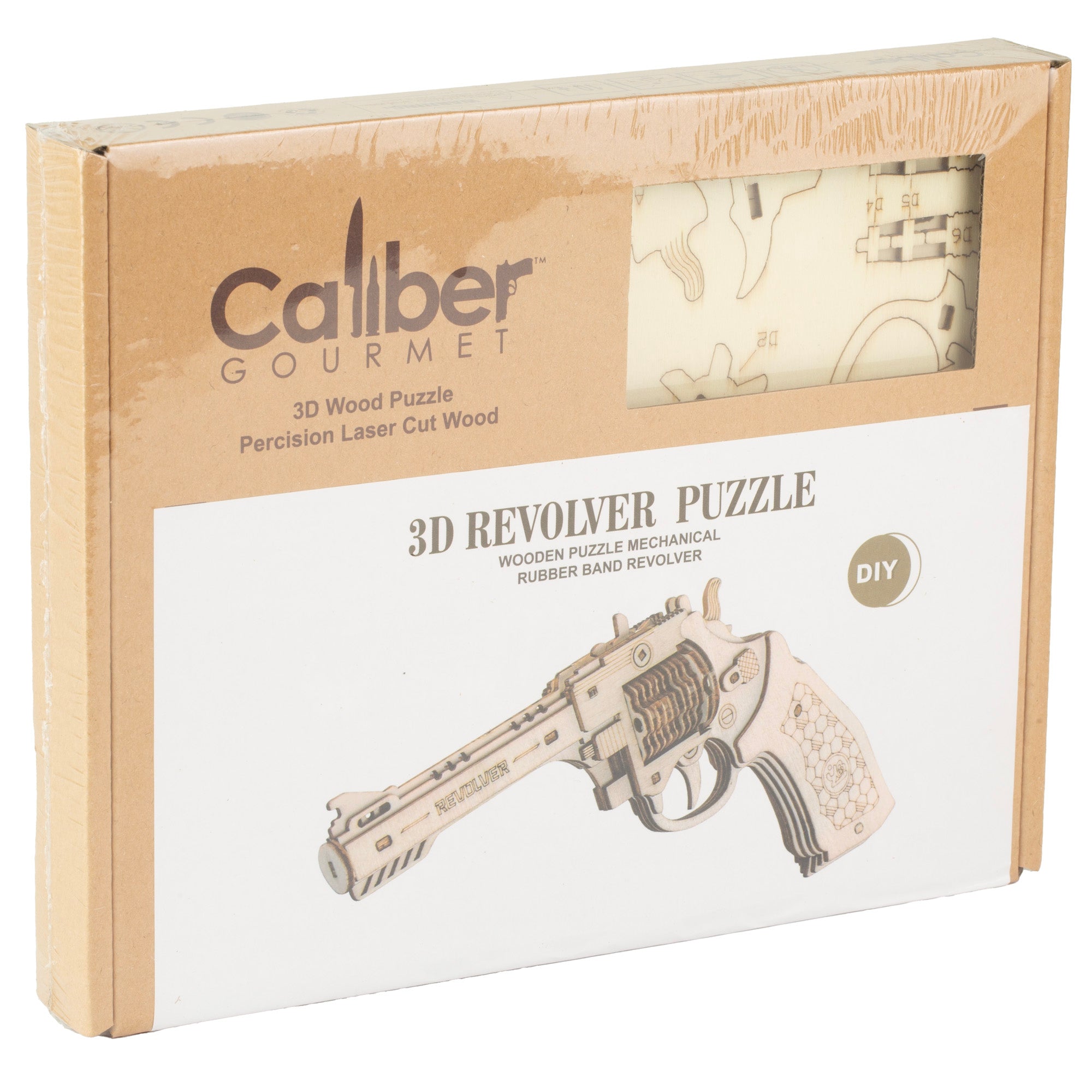 Caliber Gourmet Wooden Revolver Rubber Band Gun Puzzle Kit, Laser-Cut ...