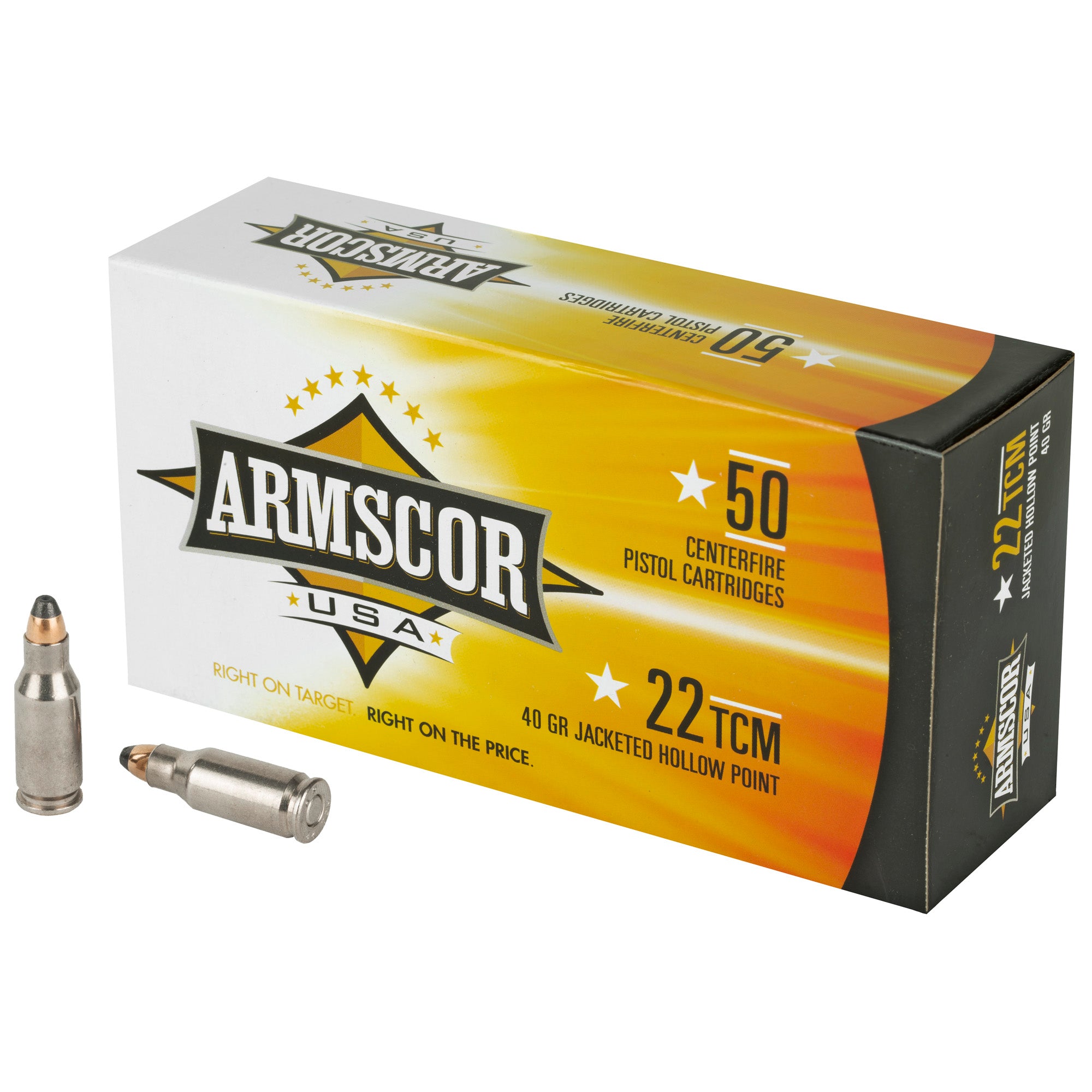 Armscor .22 TCM 40gr Jacketed Hollow Point Centerfire Pistol Ammo, 50 ...