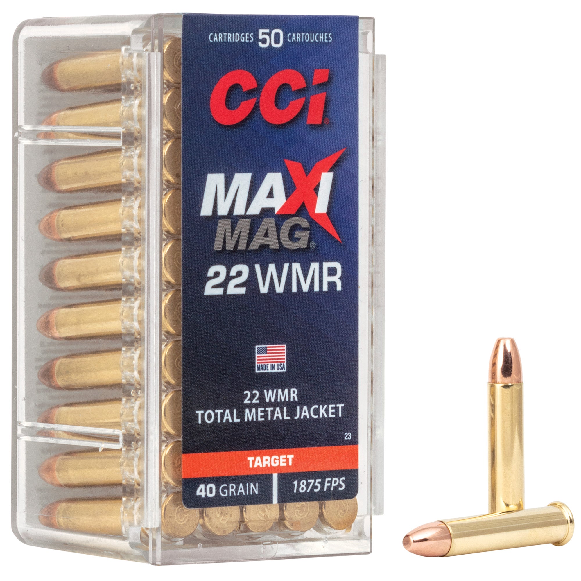 CCI Maxi-Mag .22 Winchester Magnum Rimfire 40 Grain Total Metal Jacket ...
