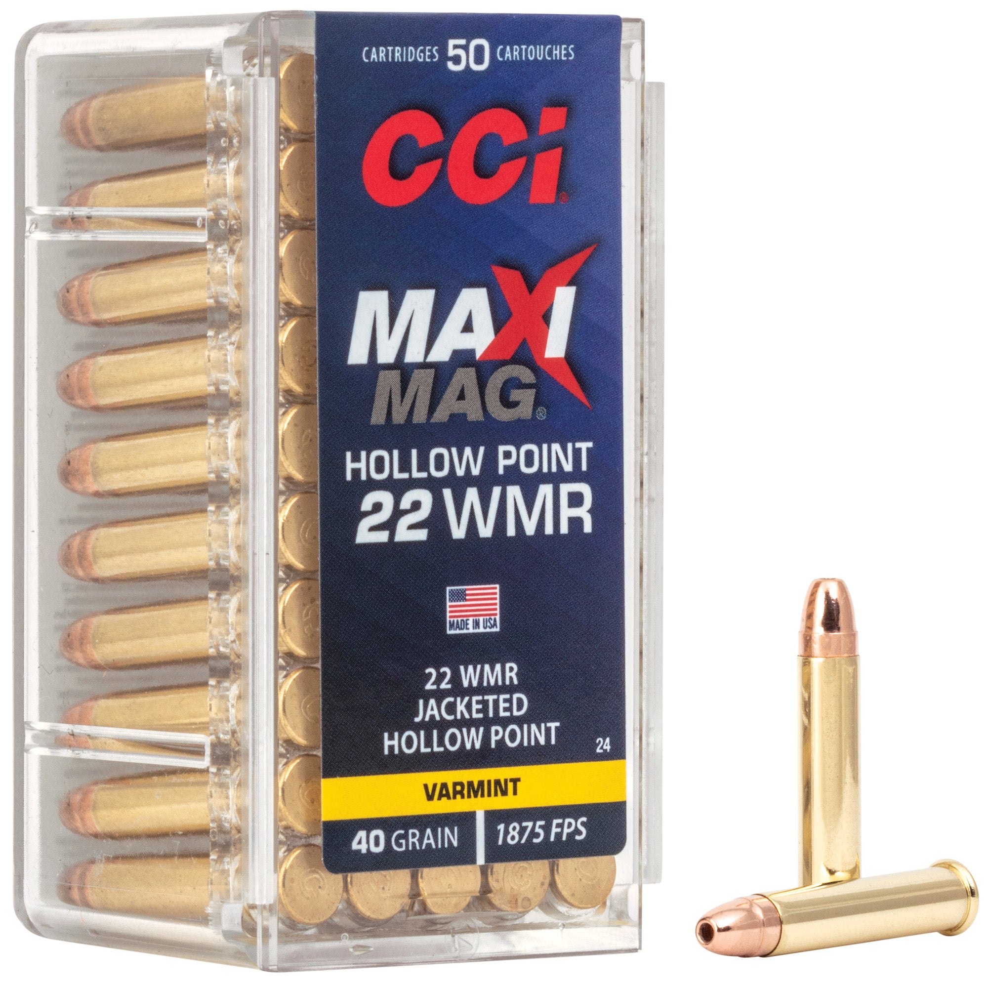 CCI Maxi-Mag .22 Winchester Magnum Rimfire Jacketed Hollow Point 40gr ...