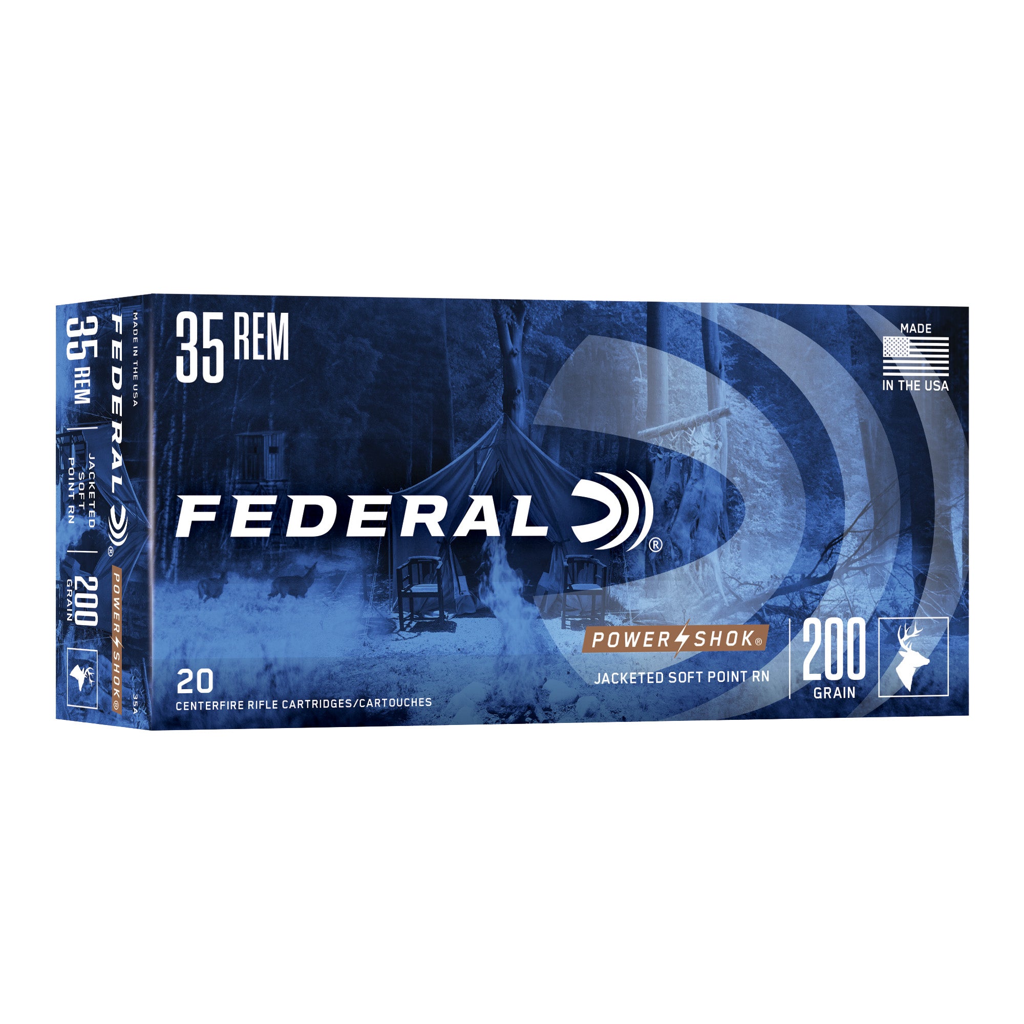 Federal Power-Shok .35 Remington 200 Grain Jacketed Soft Point Rifle A ...