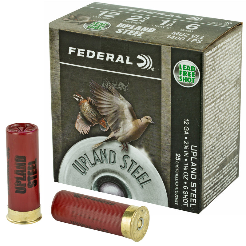 Federal Upland Steel 12 Gauge 2-3/4in #6 Shot 1-1/8 oz 1400 FPS Shotsh ...