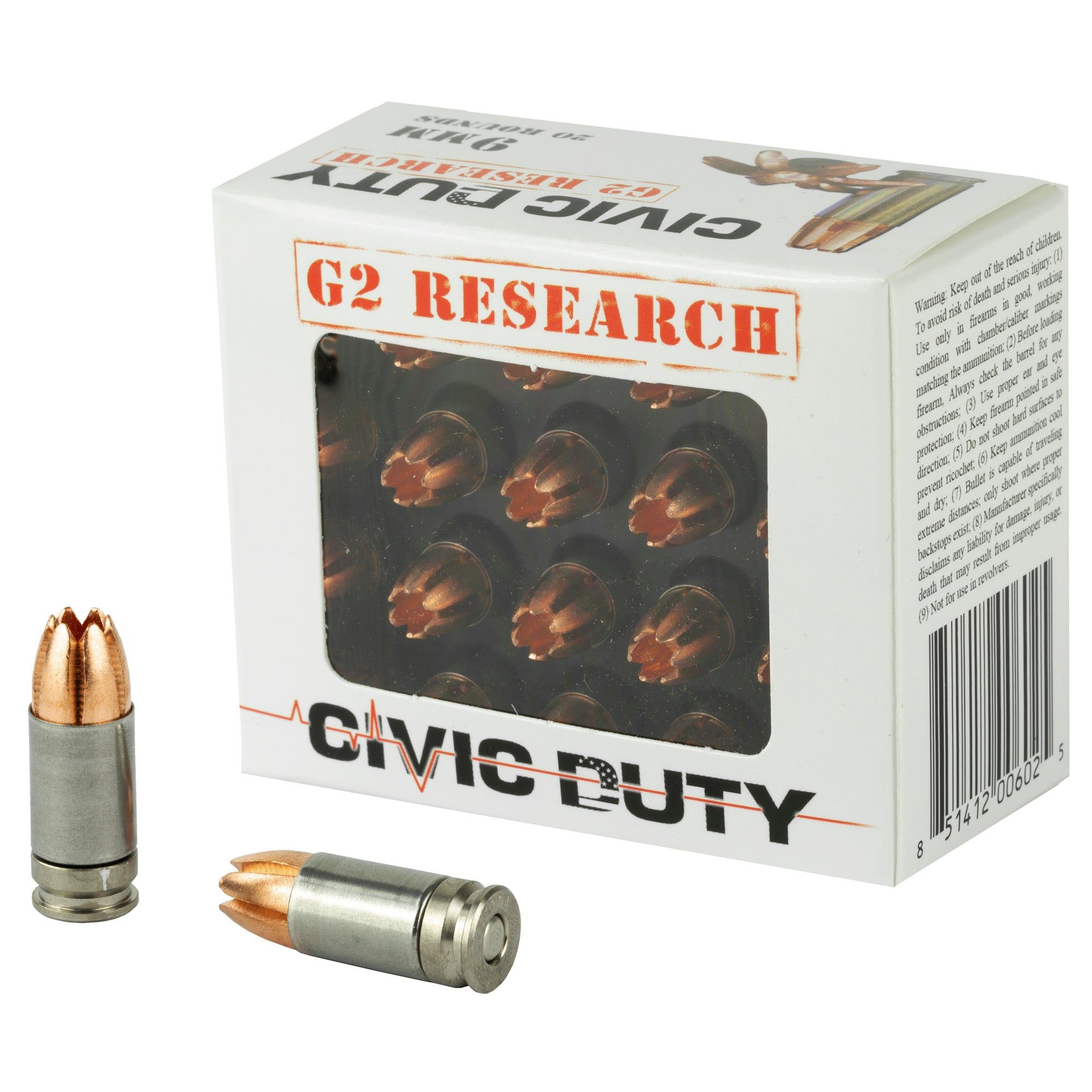 G2 Research Civic Duty 9mm Luger 94gr Lead-Free Copper Self-Defense Am ...