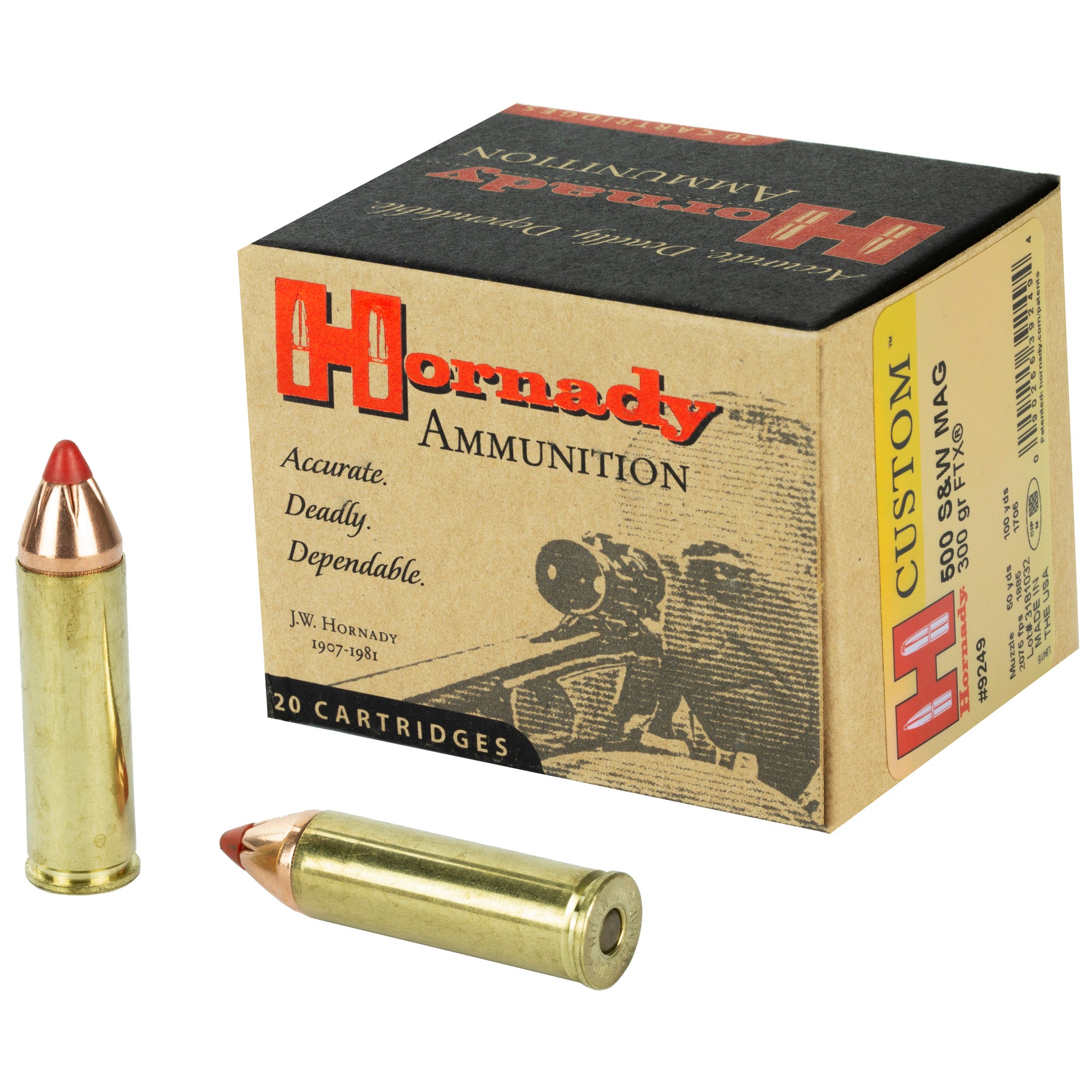 Hornady Custom 500 Smith & Wesson Magnum 300 Grain Flex Tip eXpanding ...