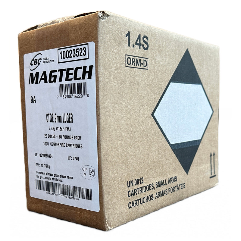 Magtech 9mm Luger 115 Grain FMJ Range Ammo, Brass Case, 1000 Round Cas ...