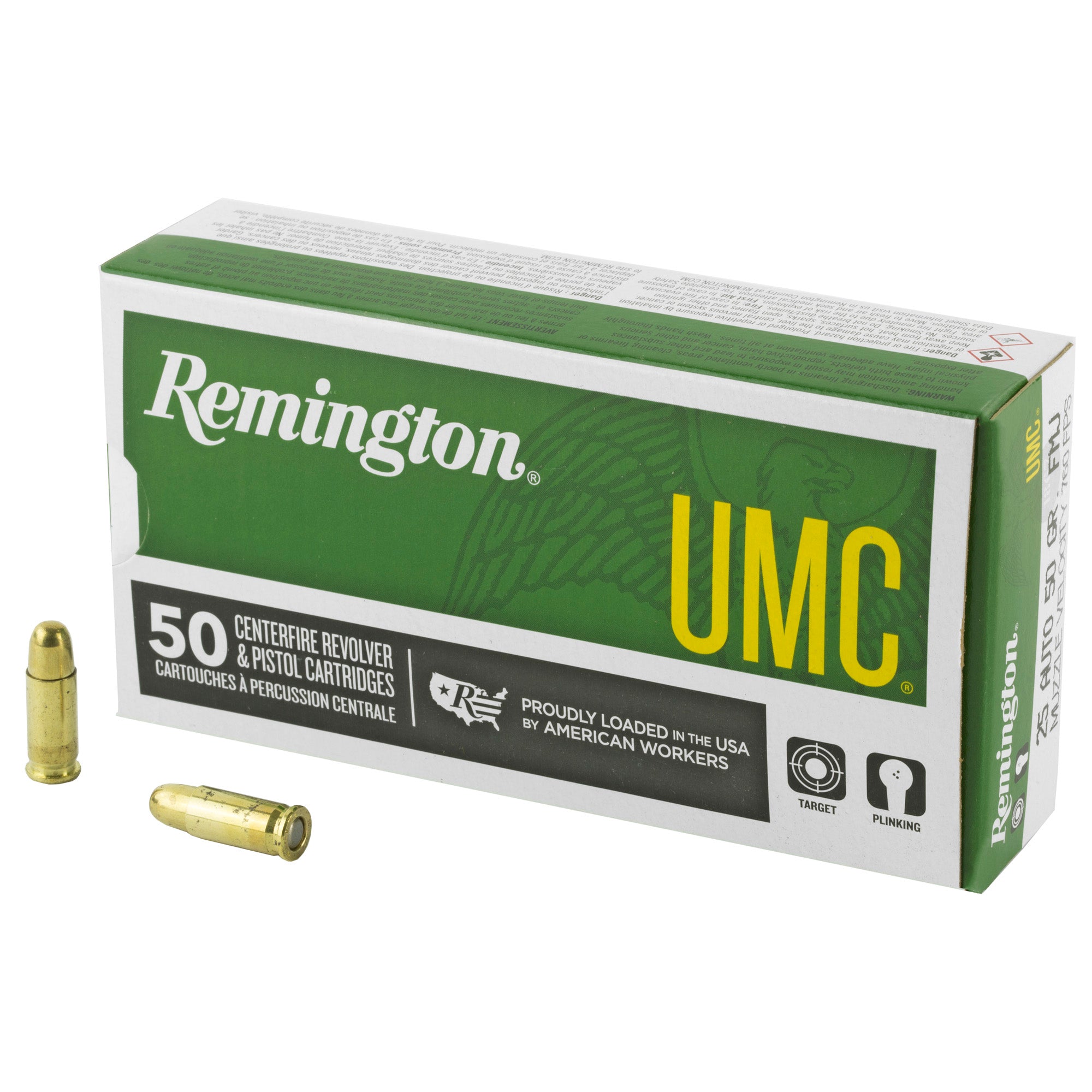 Remington UMC .25 ACP 50gr Full Metal Jacket Handgun Ammo 50-Round Box ...