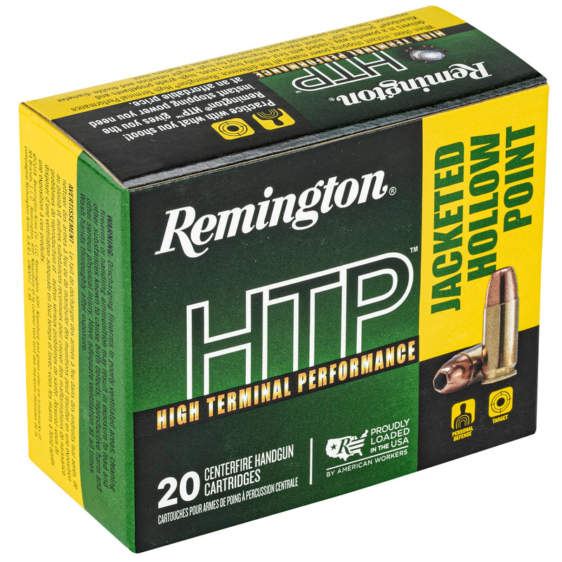 Remington HTP 9mm Luger +P 115gr Jacketed Hollow Point Handgun Ammo, 2 ...