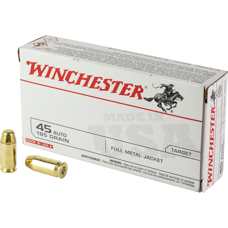 Winchester USA White Box Target & Practice .45 Auto 185gr FMJ 50 Round ...
