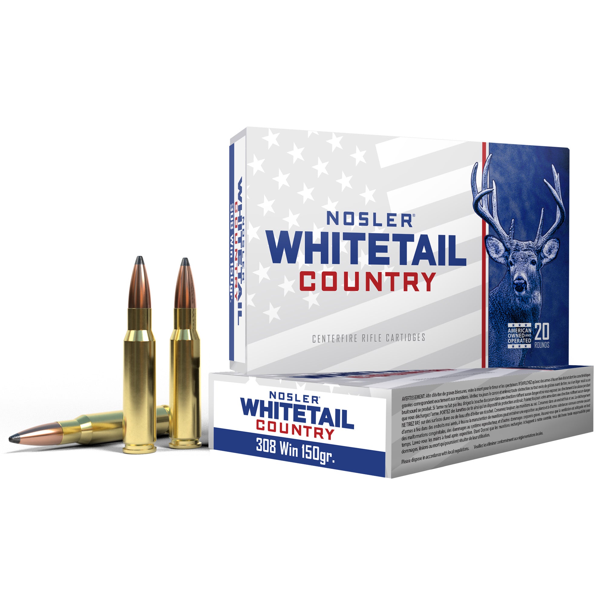 Nosler Whitetail Country .308 Winchester 150gr Solid Base Soft Point R ...