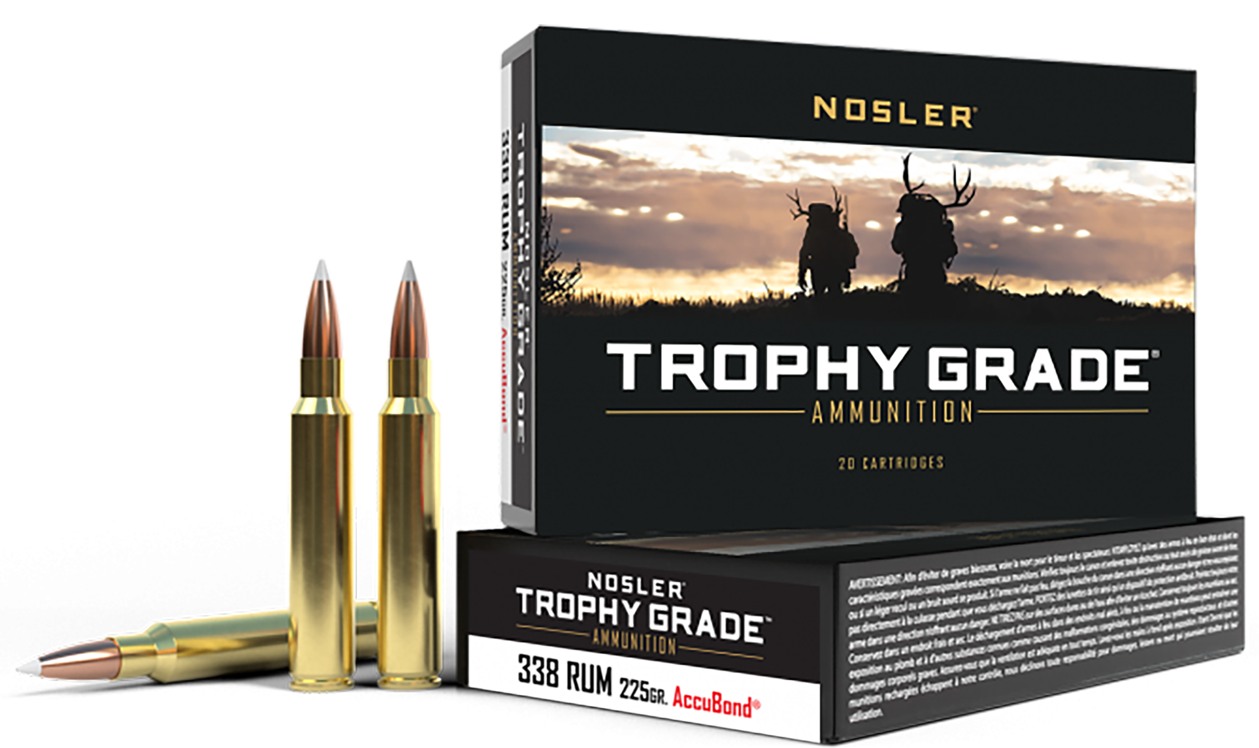Nosler Trophy Grade .338 Remington Ultra Magnum 225gr AccuBond Rifle A ...