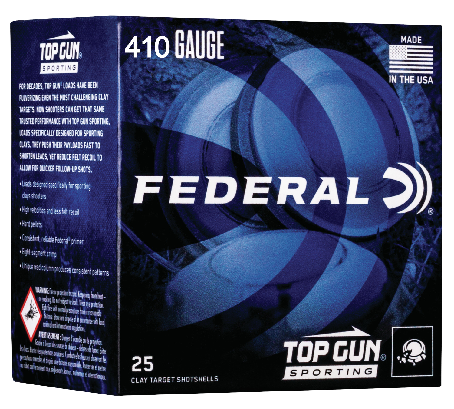 Federal Top Gun Sporting .410 Gauge 2.5in 1/2oz #9 Lead Shotshells 25 ...