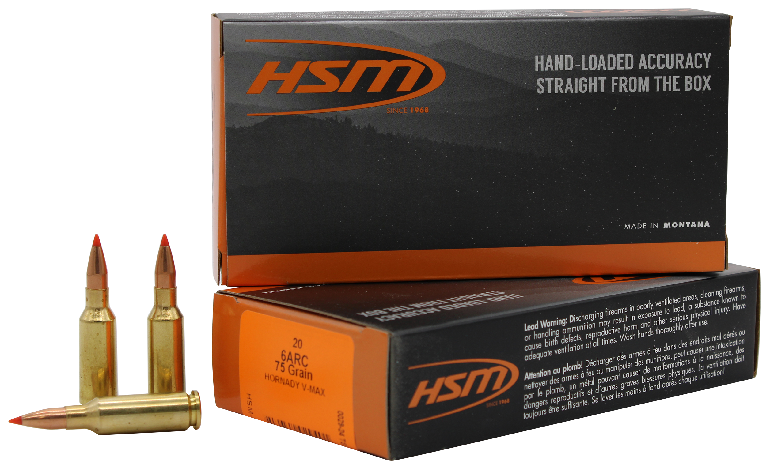 HSM V-Max 6mm ARC 75gr Jacketed Hollow Point Centerfire Rifle Ammo, 20 ...