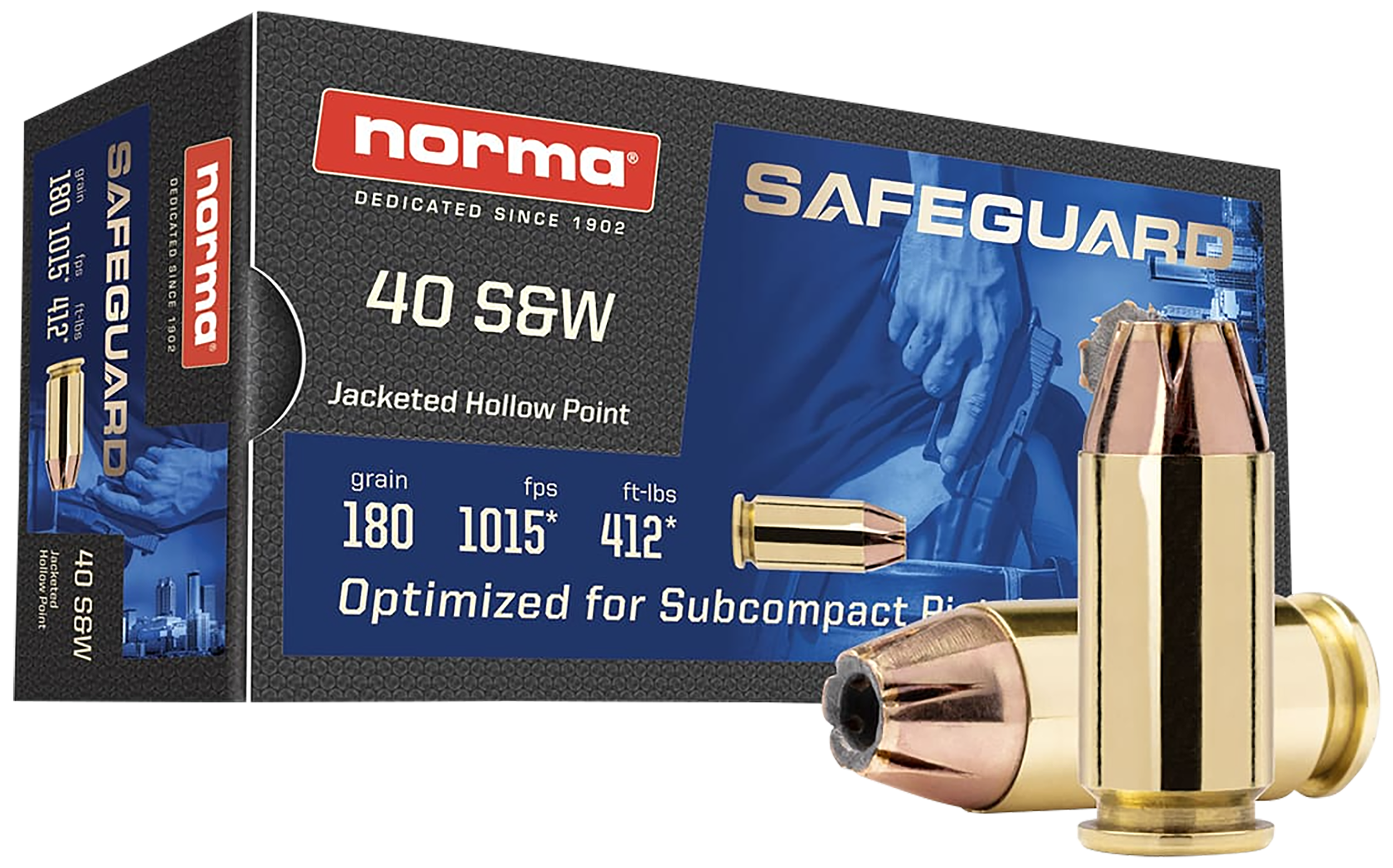 Norma Safeguard .40 S&W 180gr Jacketed Hollow Point Self-Defense Ammo ...