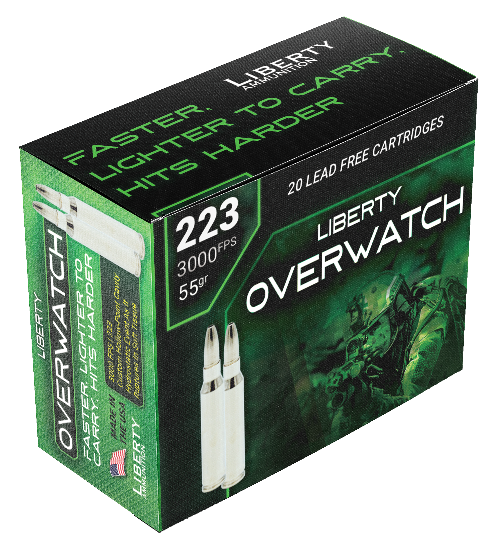 Liberty Ammunition OverWatch .223 Rem 55gr Lead-Free Hollow Point Ammo ...