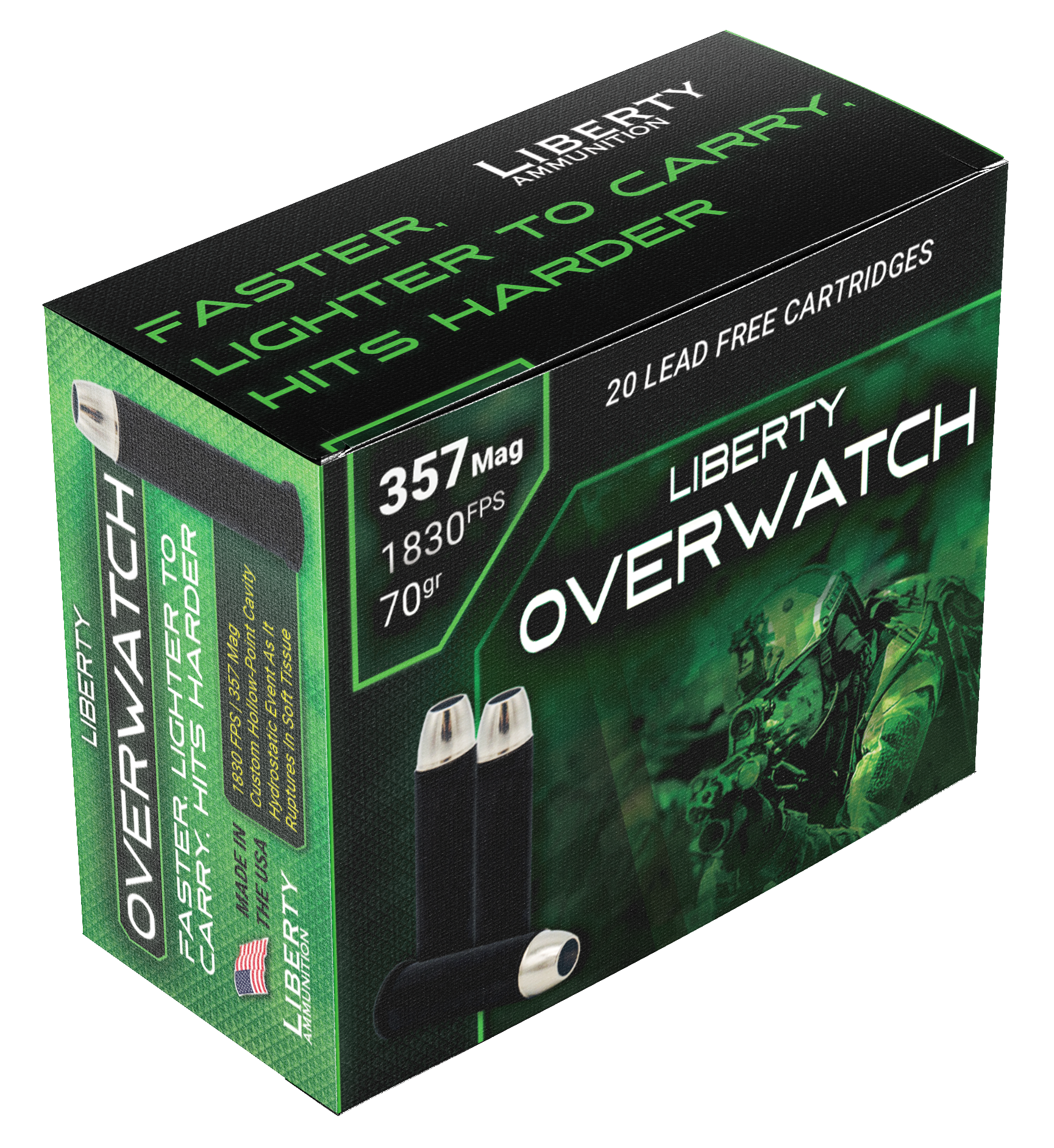 Liberty Ammunition OverWatch .357 Magnum 70gr Lead-Free Open Cavity De ...