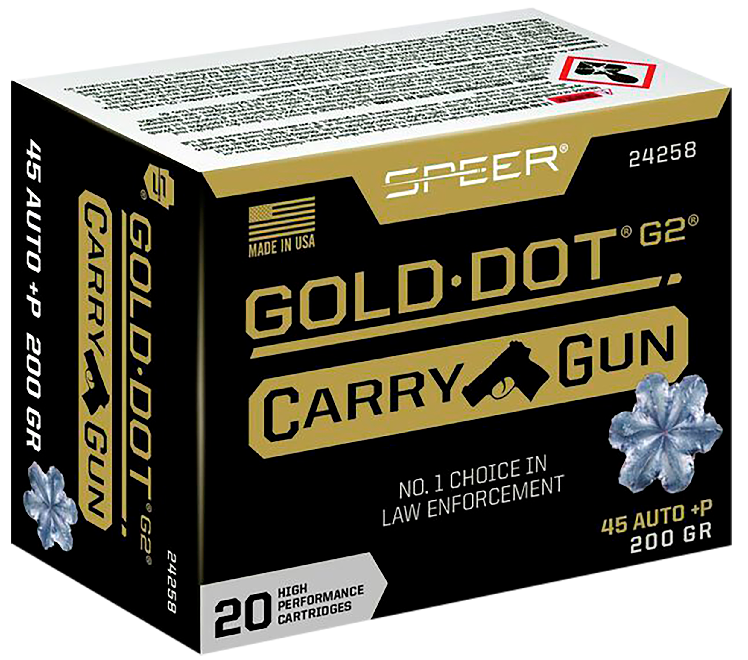 Speer Gold Dot Carry Gun .45 Auto +P 200gr Gold Dot Hollow Point Self ...