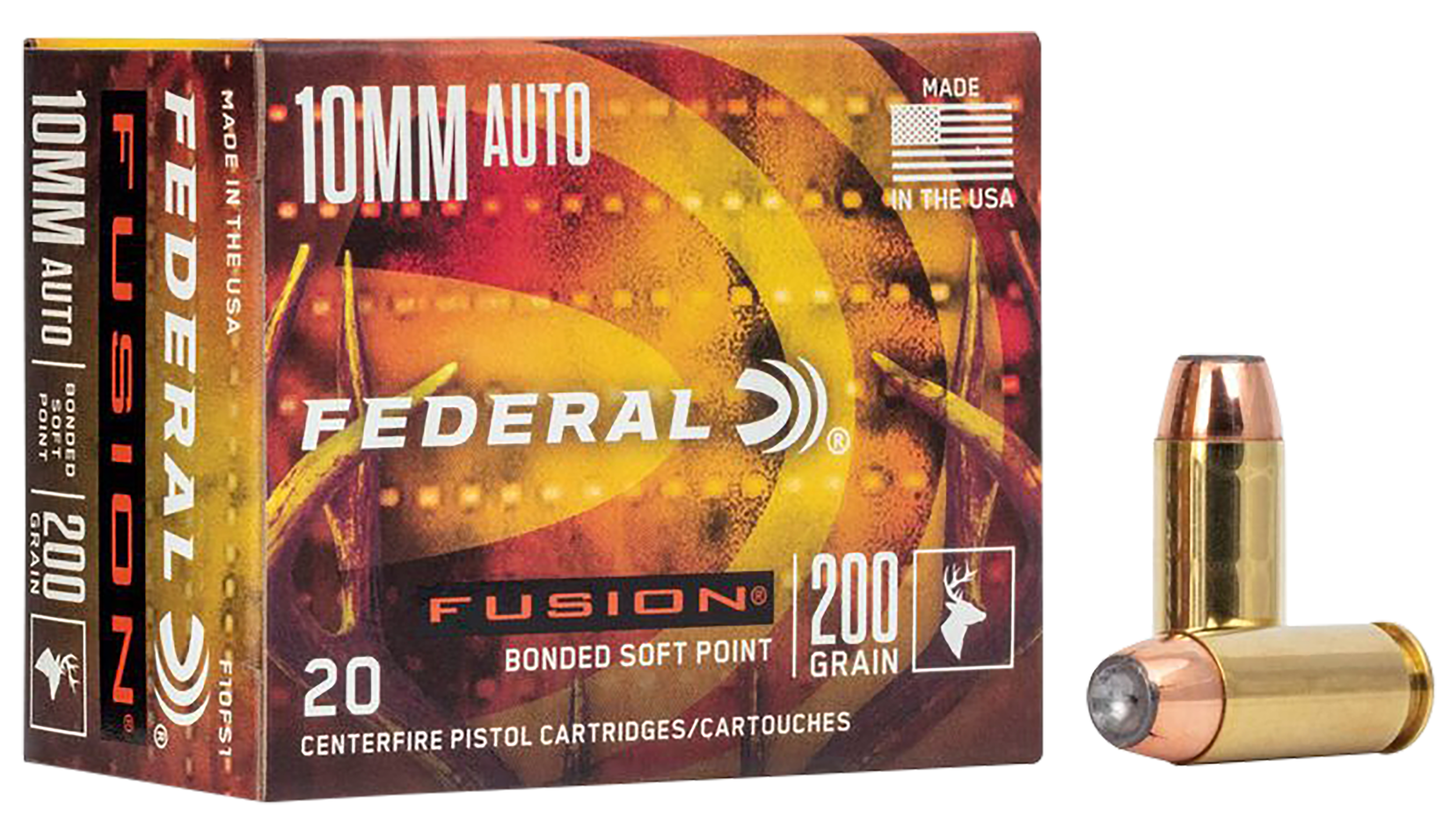 Federal Fusion Handgun 10mm Auto 200gr Bonded Soft Point Hunting Ammo ...