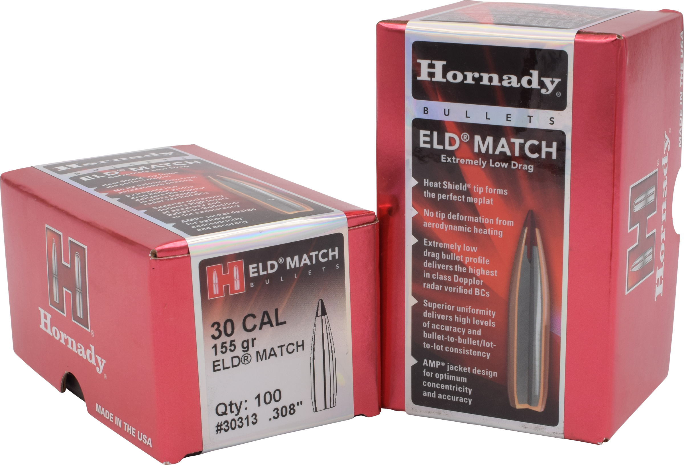 Hornady Extremely Low Drag Match ELD .308 155gr Heat Shield Tip Boat T ...