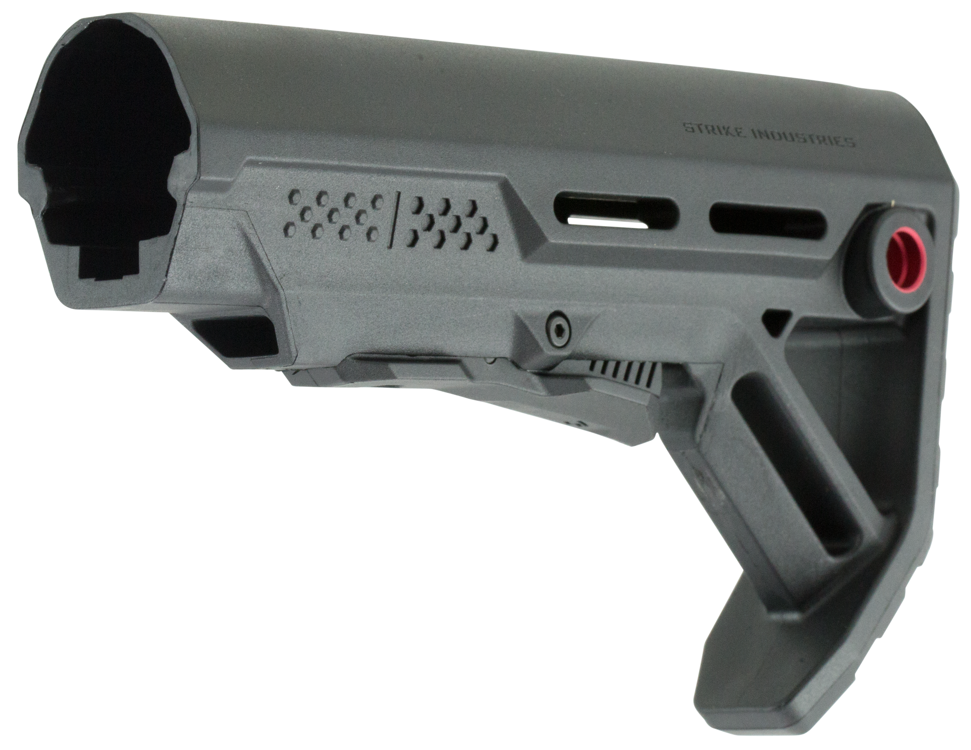Strike MOD1 Mil-Spec AR-15/M16 Carbine Buttstock, Black with Red Accen ...