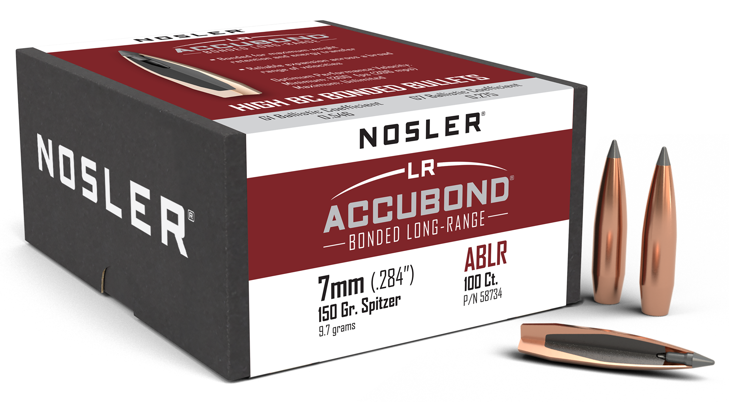 Nosler AccuBond Long Range 7mm .284 150gr Spitzer Boat Tail Polymer Ti ...