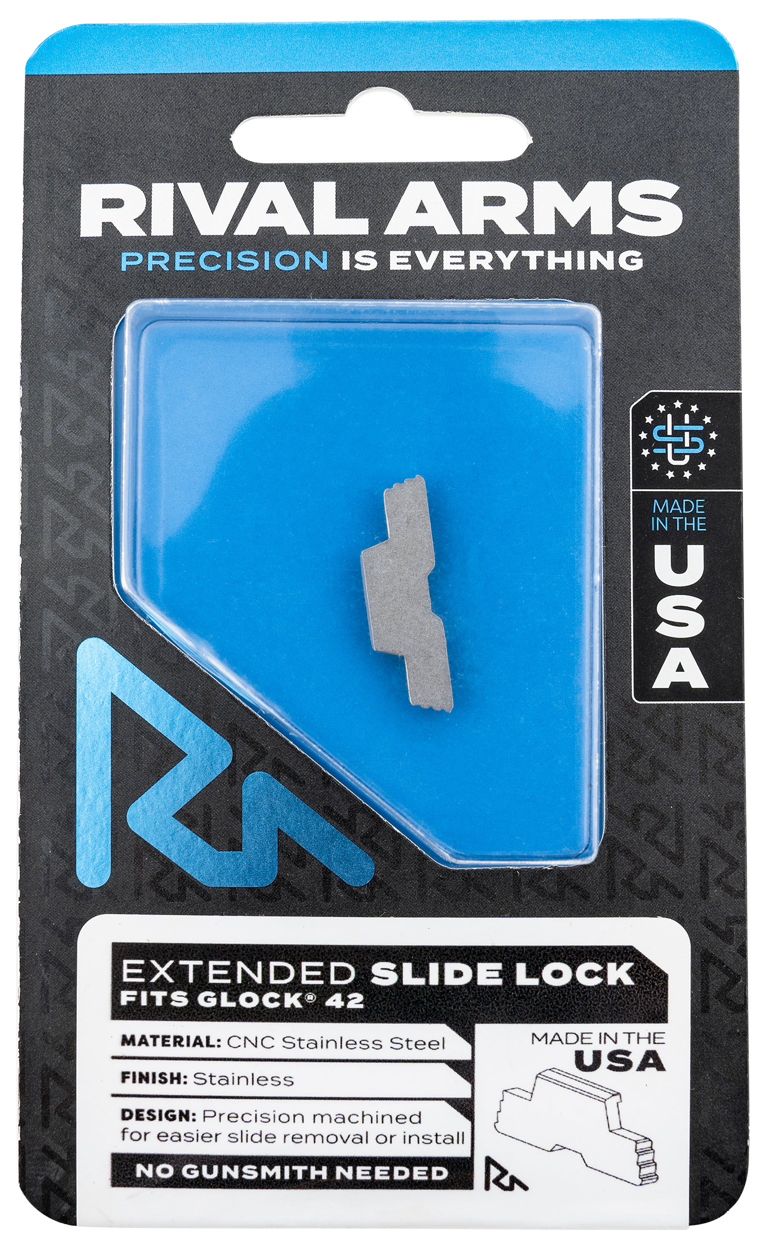 Rival Arms Extended Slide Lock for Glock 42, CNC Stainless Steel Polis ...