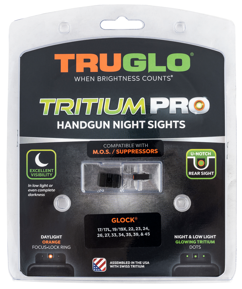 Truglo Tritium Pro Night Sight Set for Glock MOS Low with U-Notch Rear ...