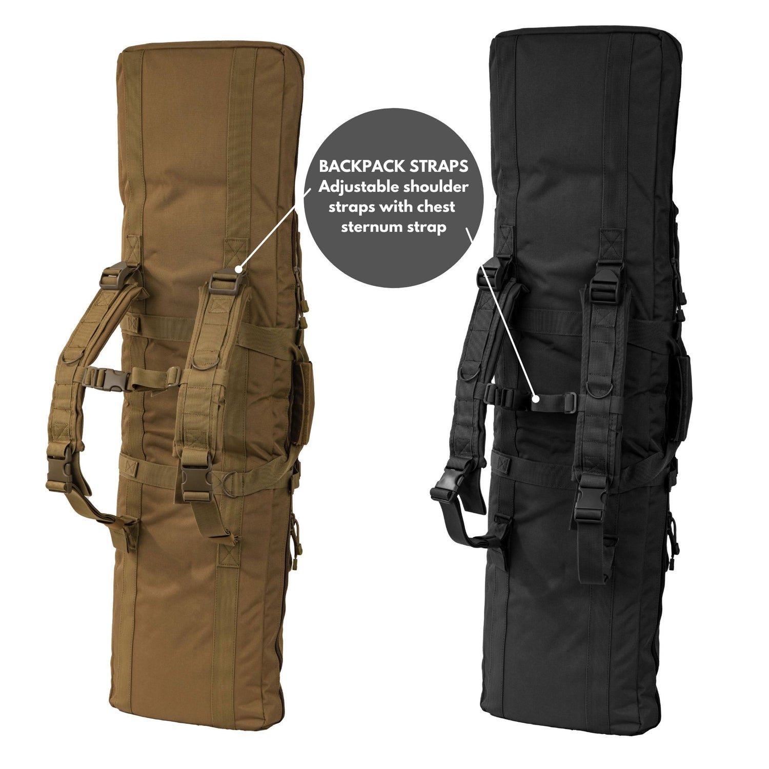 TLO Outdoors Tactical Double Rifle Gun Case with Shoulder Straps